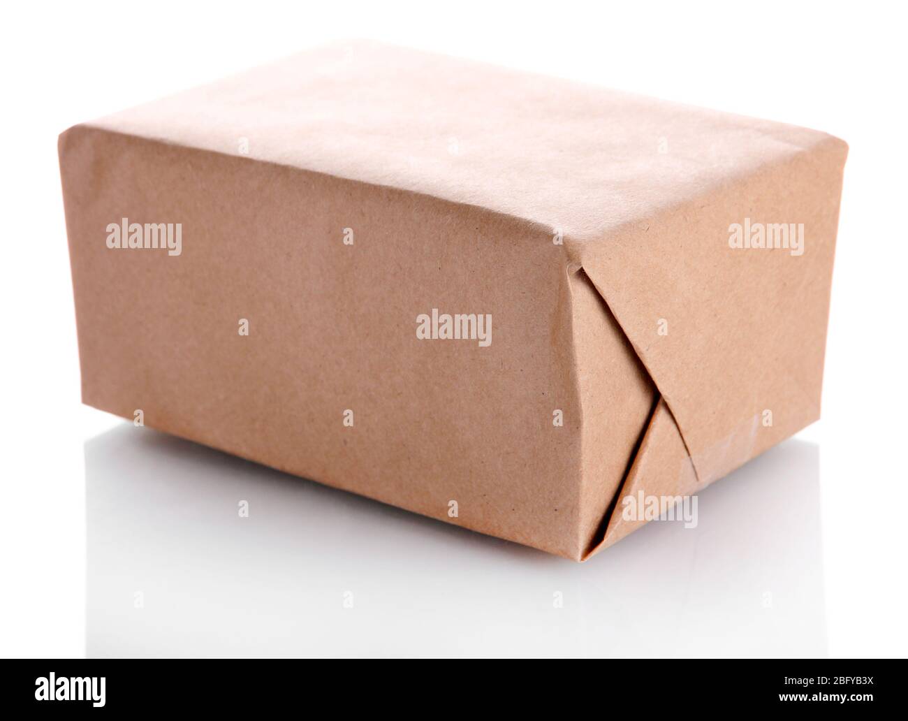 parcel box with kraft paper, isolated on white Stock Photo - Alamy