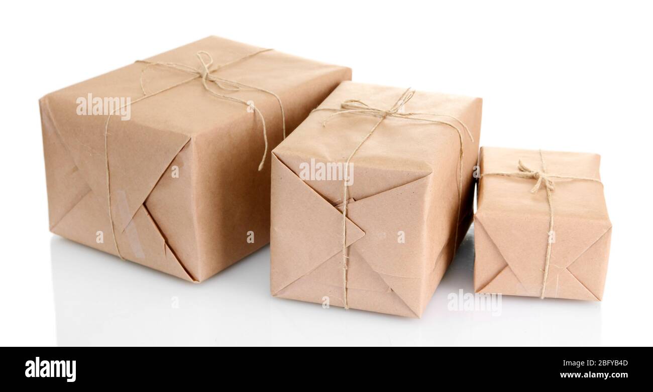Pile of parcels wrapped up with string hi-res stock photography and ...
