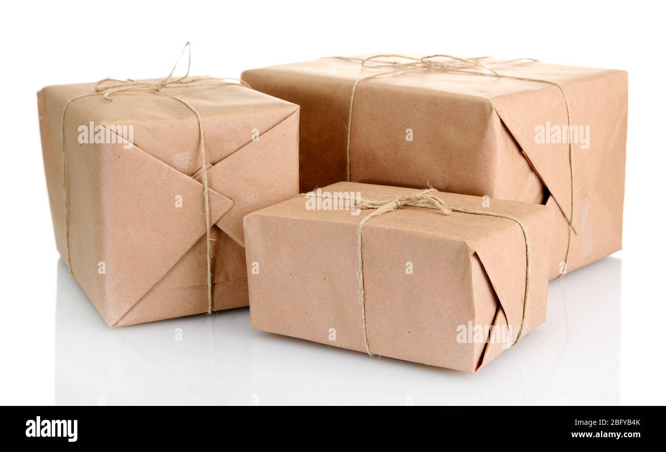 Pile of parcels wrapped up with string hi-res stock photography and ...