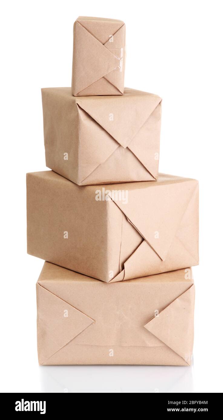 Pile of parcels wrapped up with string hi-res stock photography and ...
