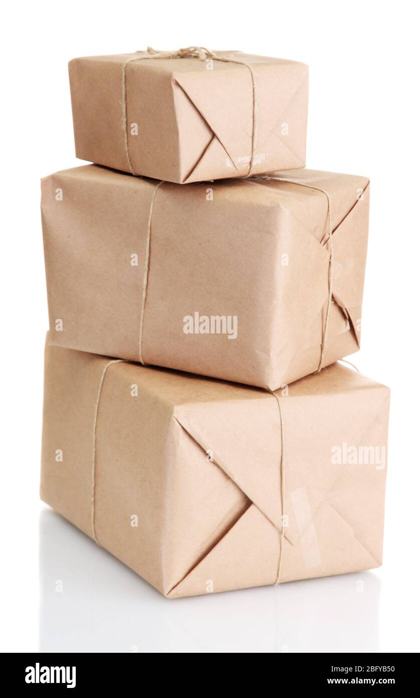 Pile of parcels wrapped up with string hi-res stock photography and ...