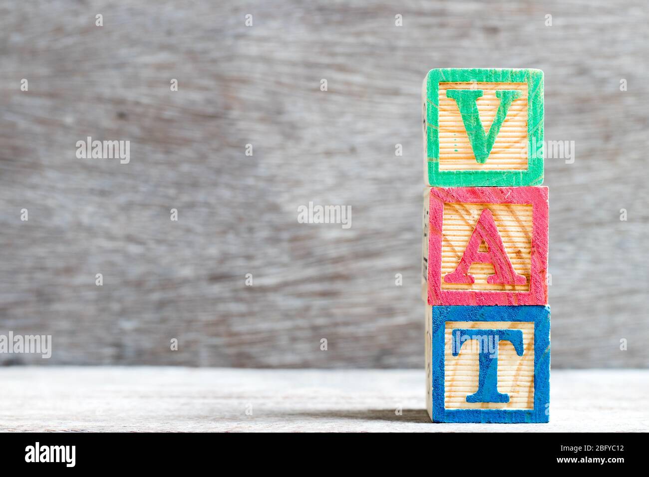 Color letter block in word vat (abbreviation of value added tax) on ...