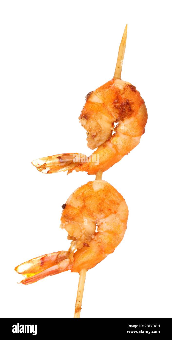 Shrimp skewers isolated on white Stock Photo - Alamy