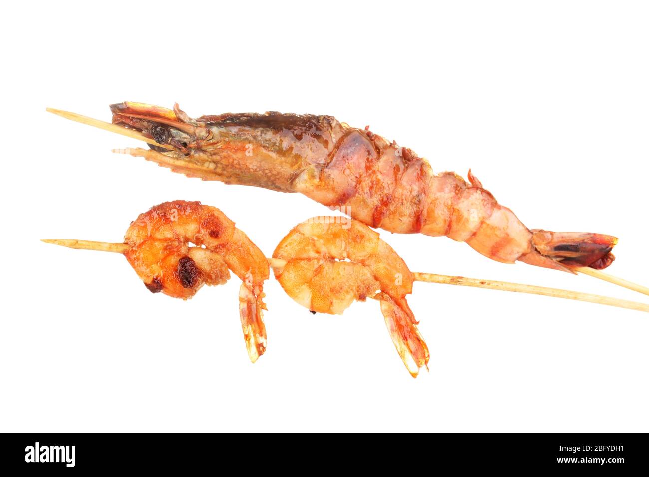 Shrimp skewers isolated on white Stock Photo - Alamy