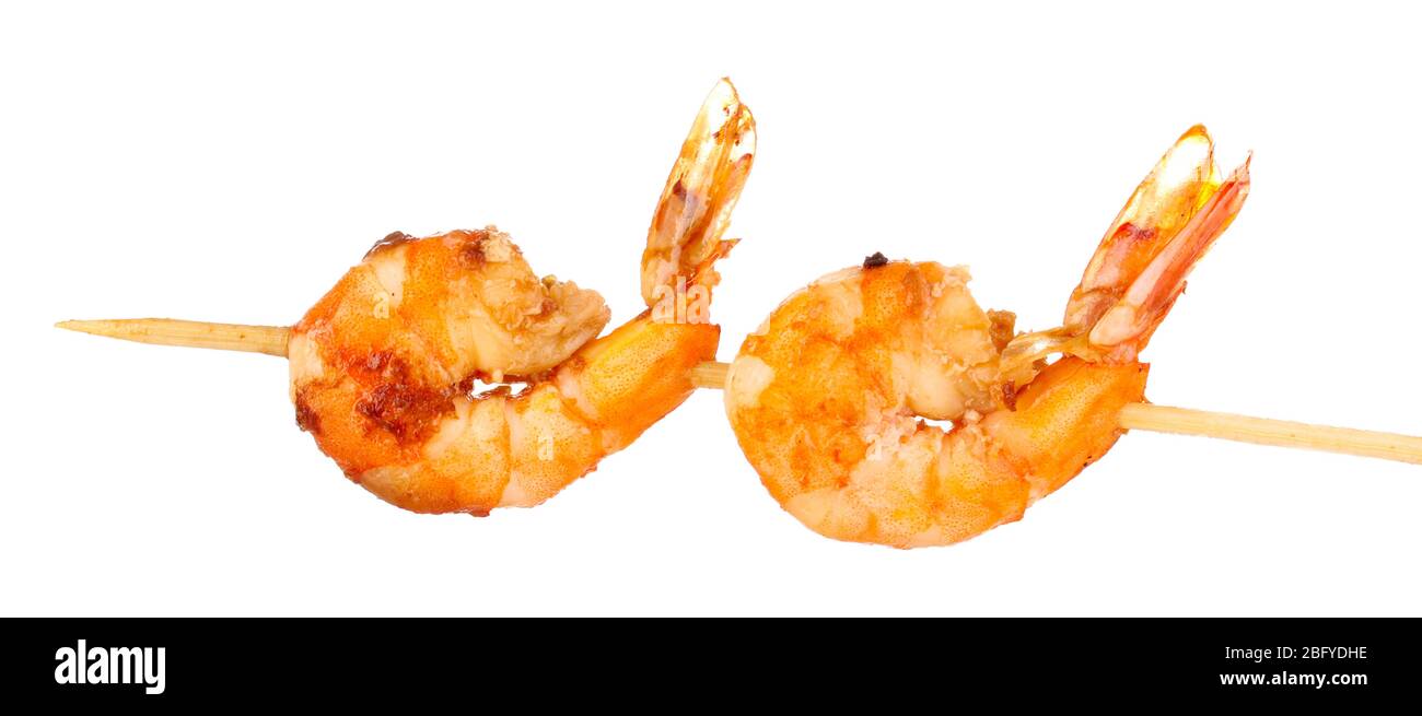 Shrimp skewers isolated on white Stock Photo - Alamy