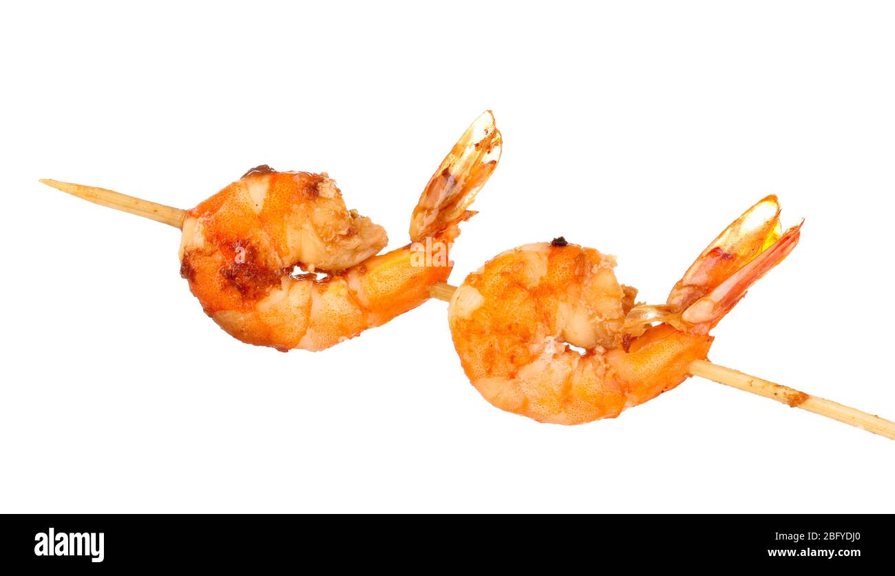 Shrimp skewers isolated on white Stock Photo - Alamy