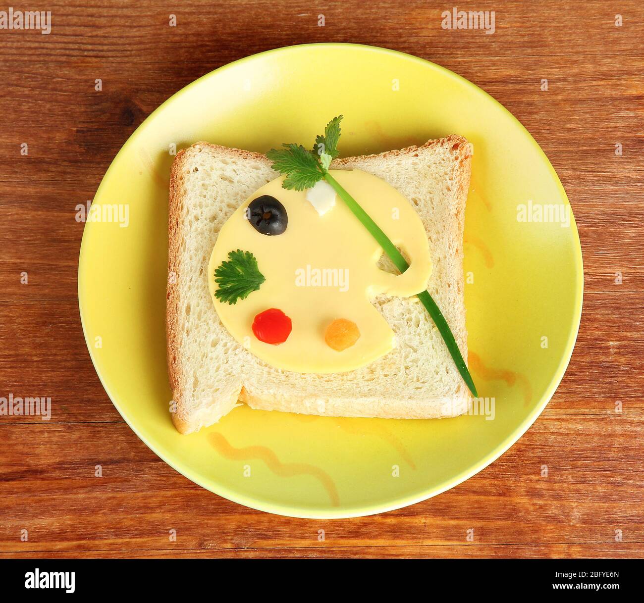 fun food for kids on wooden background Stock Photo - Alamy