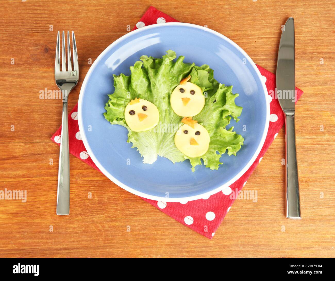 fun food for kids on wooden background Stock Photo - Alamy