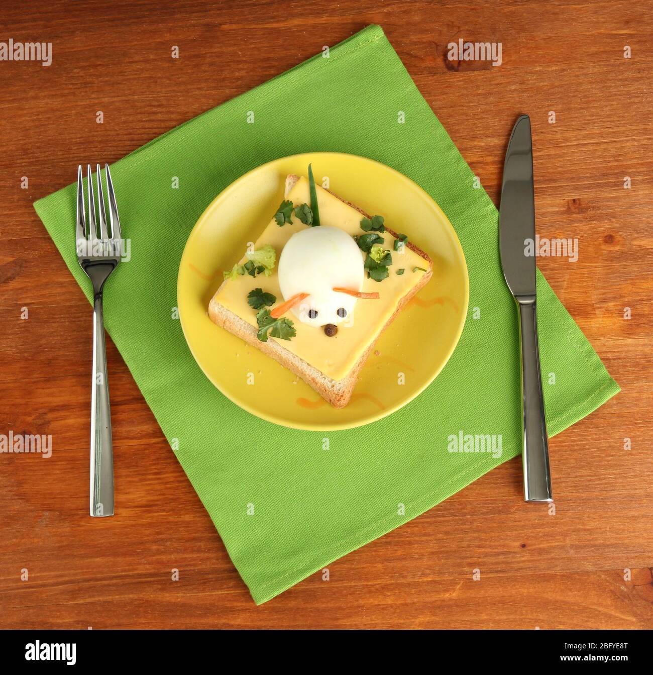 fun food for kids on wooden background Stock Photo - Alamy