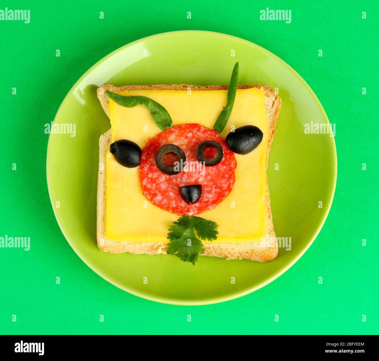 fun food for kids on color background Stock Photo - Alamy