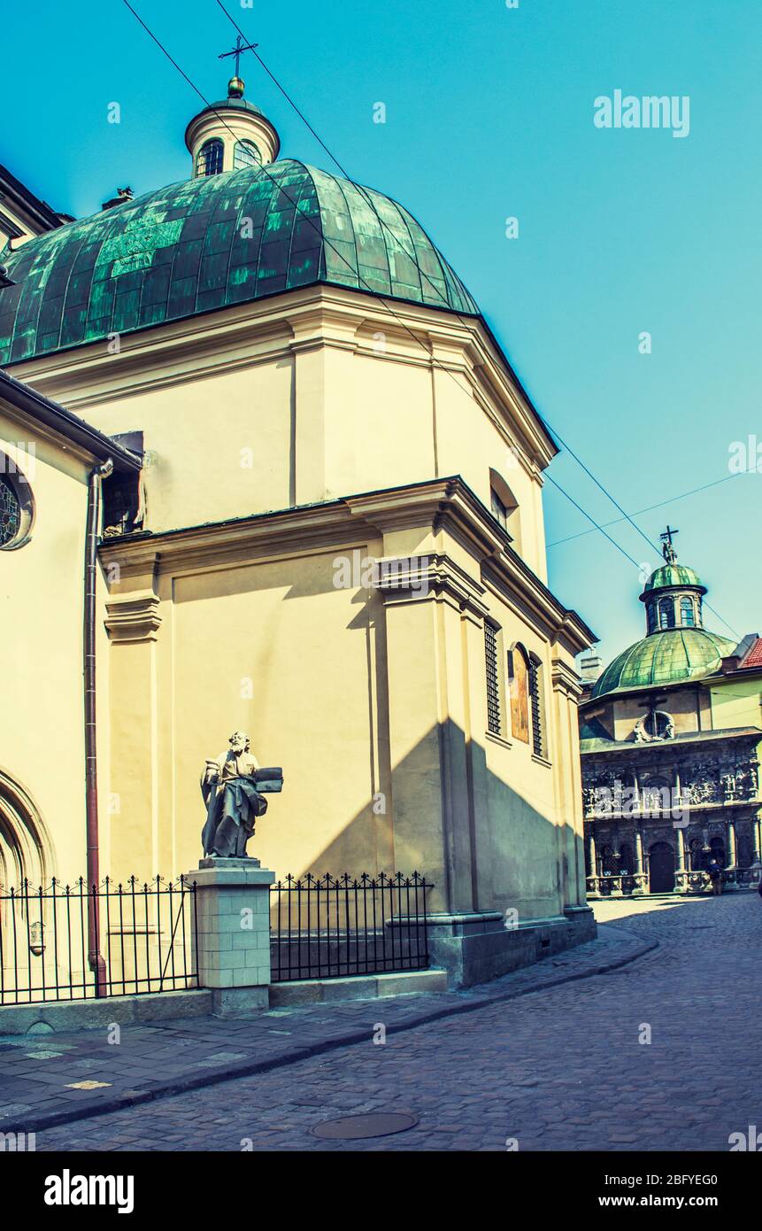 Lviv Cathedral. Lviv is a UNESCO cultural heritage. Old european city ...