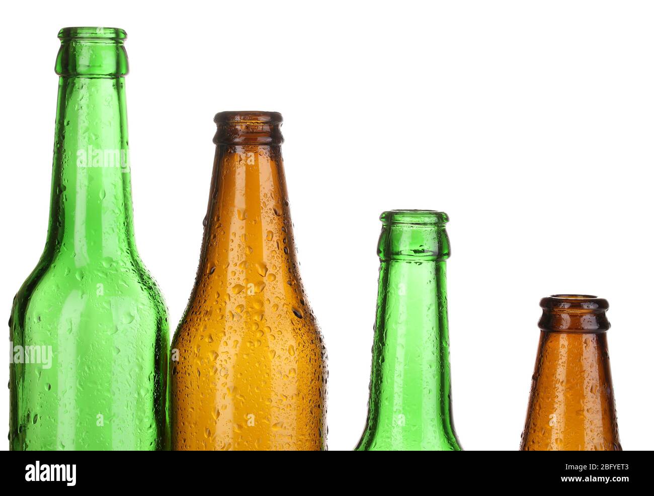 Colorful empty glass bottles isolated on white Stock Photo - Alamy