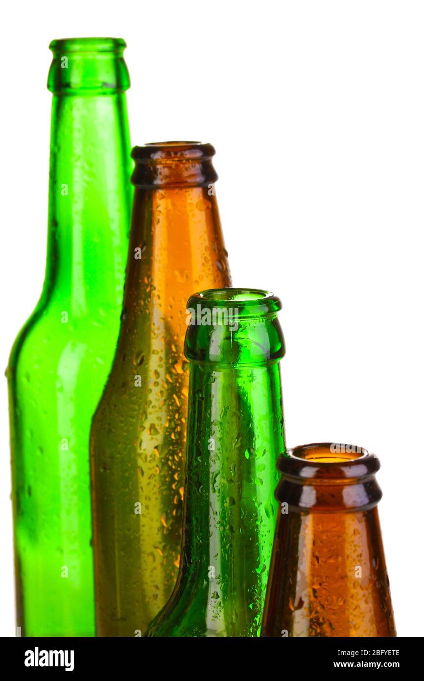 Colorful empty glass bottles isolated on white Stock Photo - Alamy