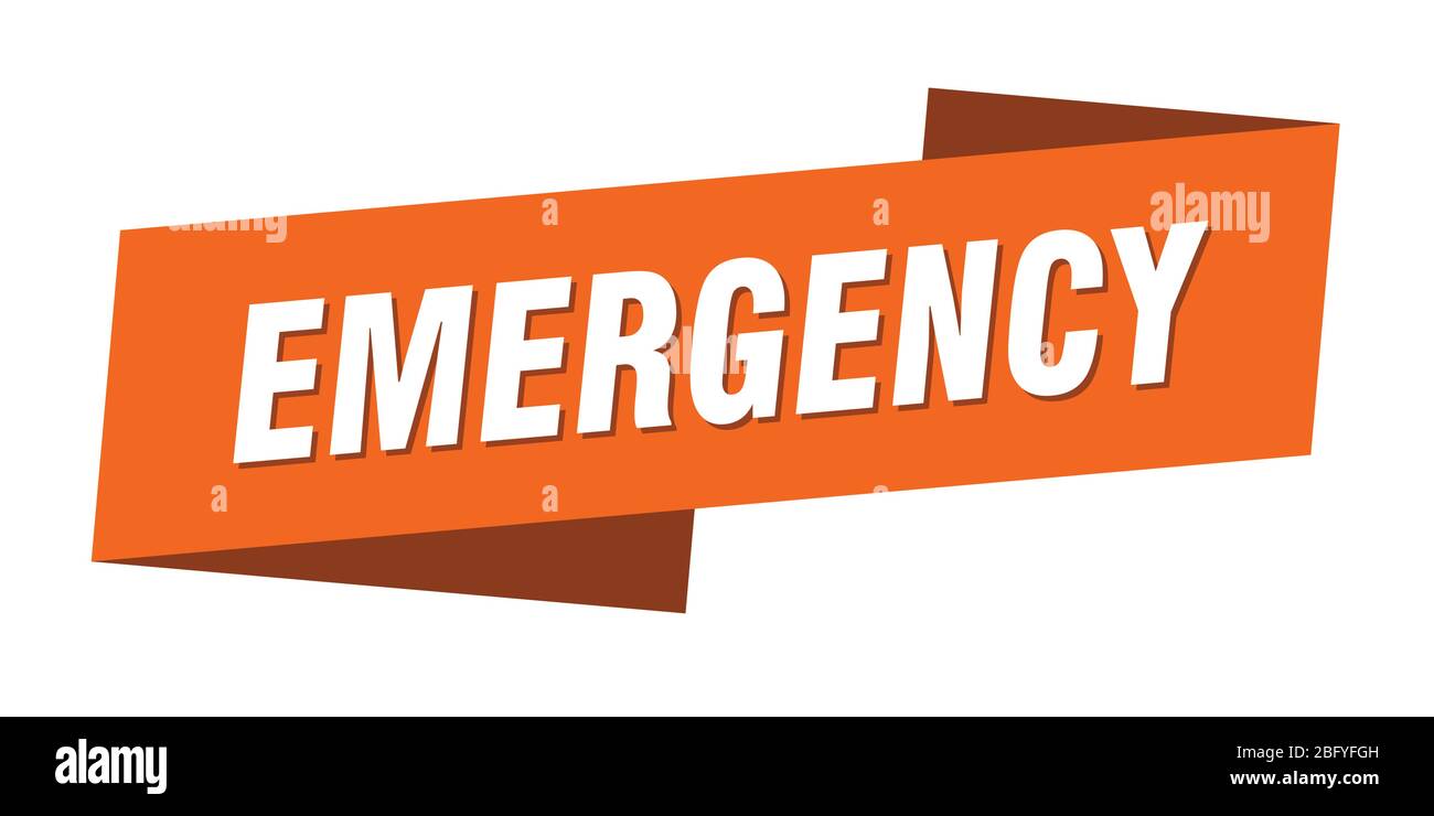emergency banner template. emergency ribbon label sign Stock Vector ...
