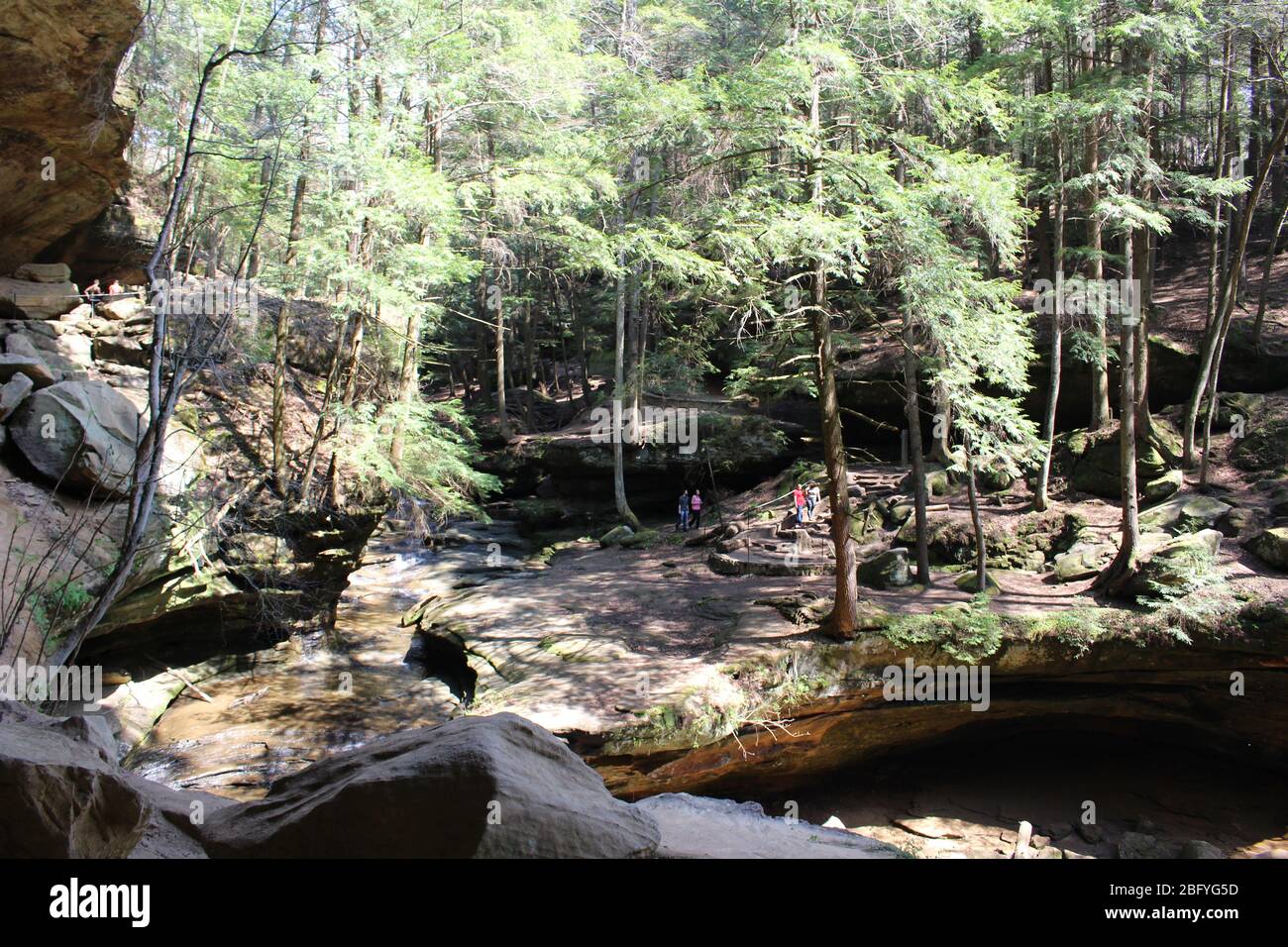 Old man cave walk trail and water fall in Ohio State,nature green ...