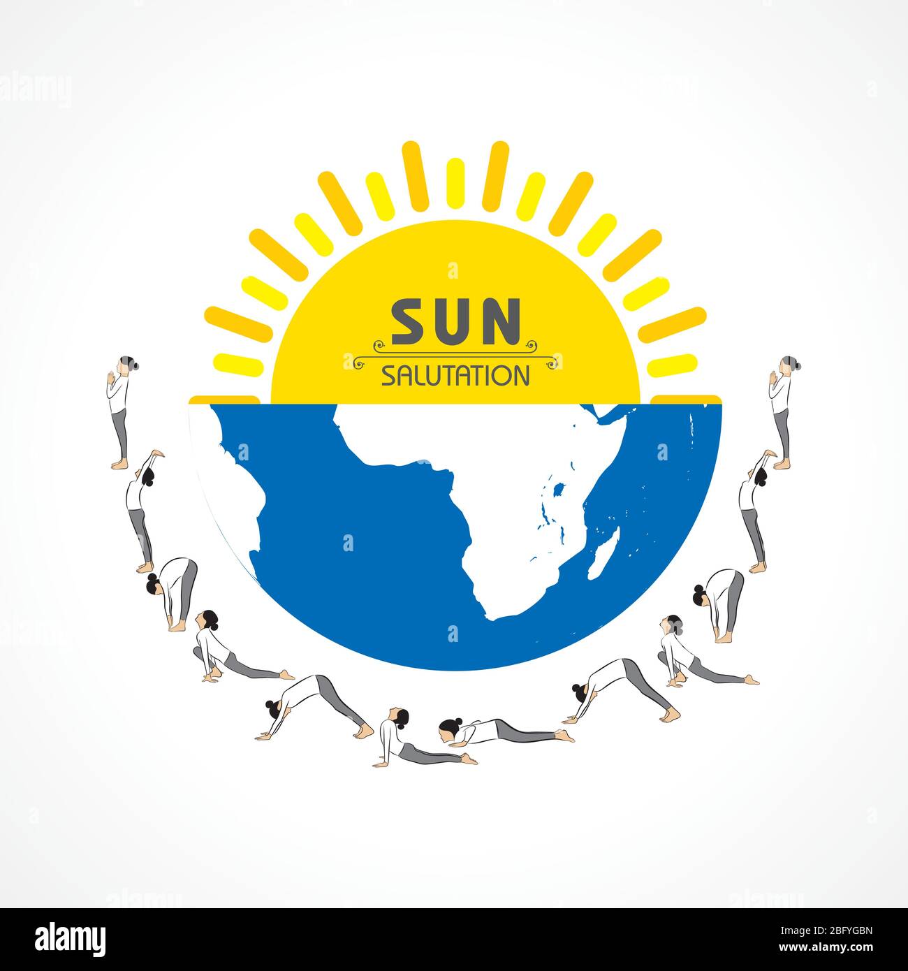 Vector Illustration of International Yoga Day - 21 June , different ...
