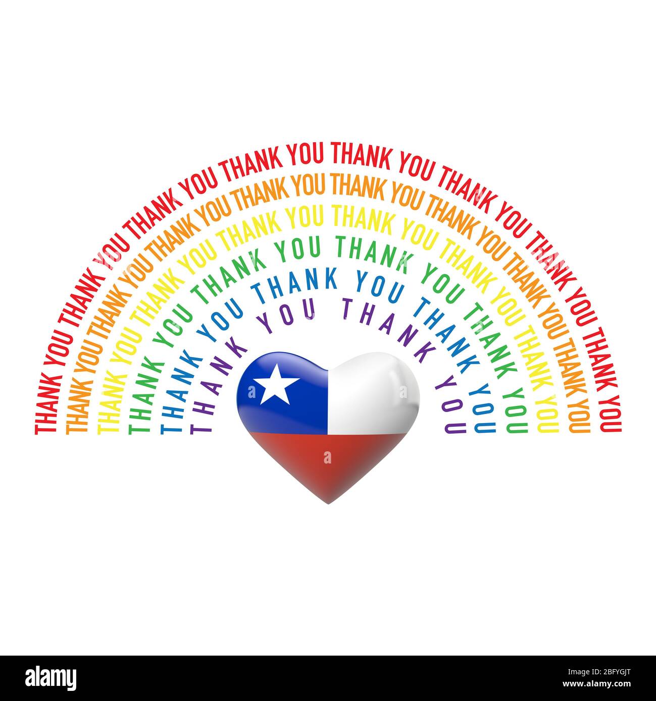 Thank you rainbow with Chile flag heart. 3D Rendering Stock Photo - Alamy