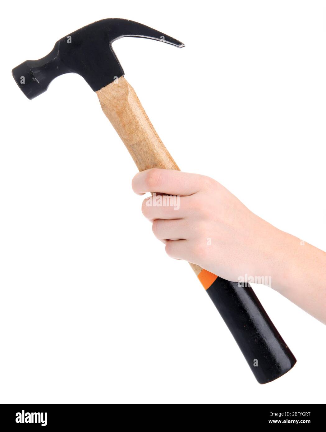 Hammer in woman hand, isolated on white Stock Photo - Alamy