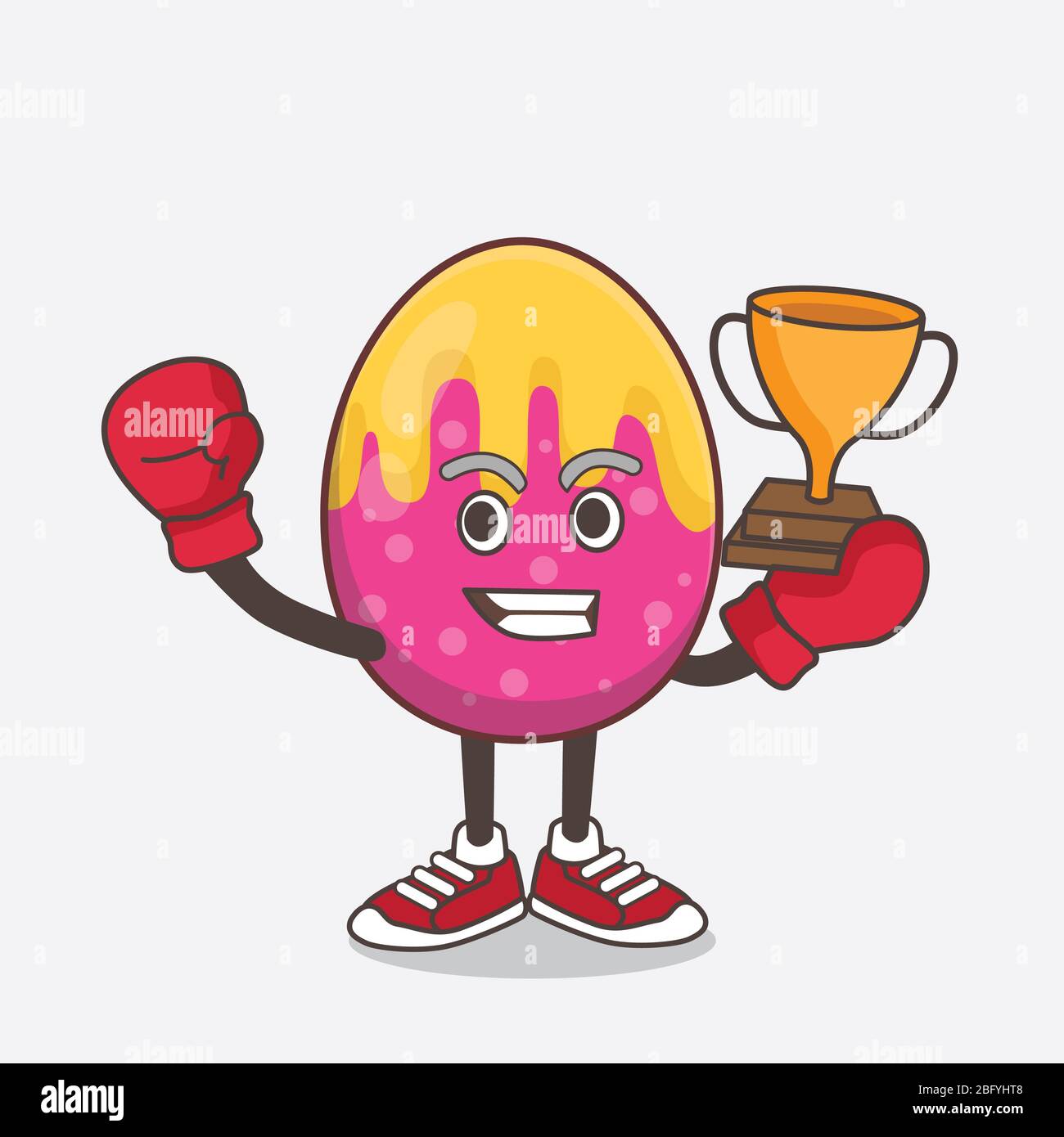An illustration of Easter Egg cartoon mascot character as Boxing winner ...