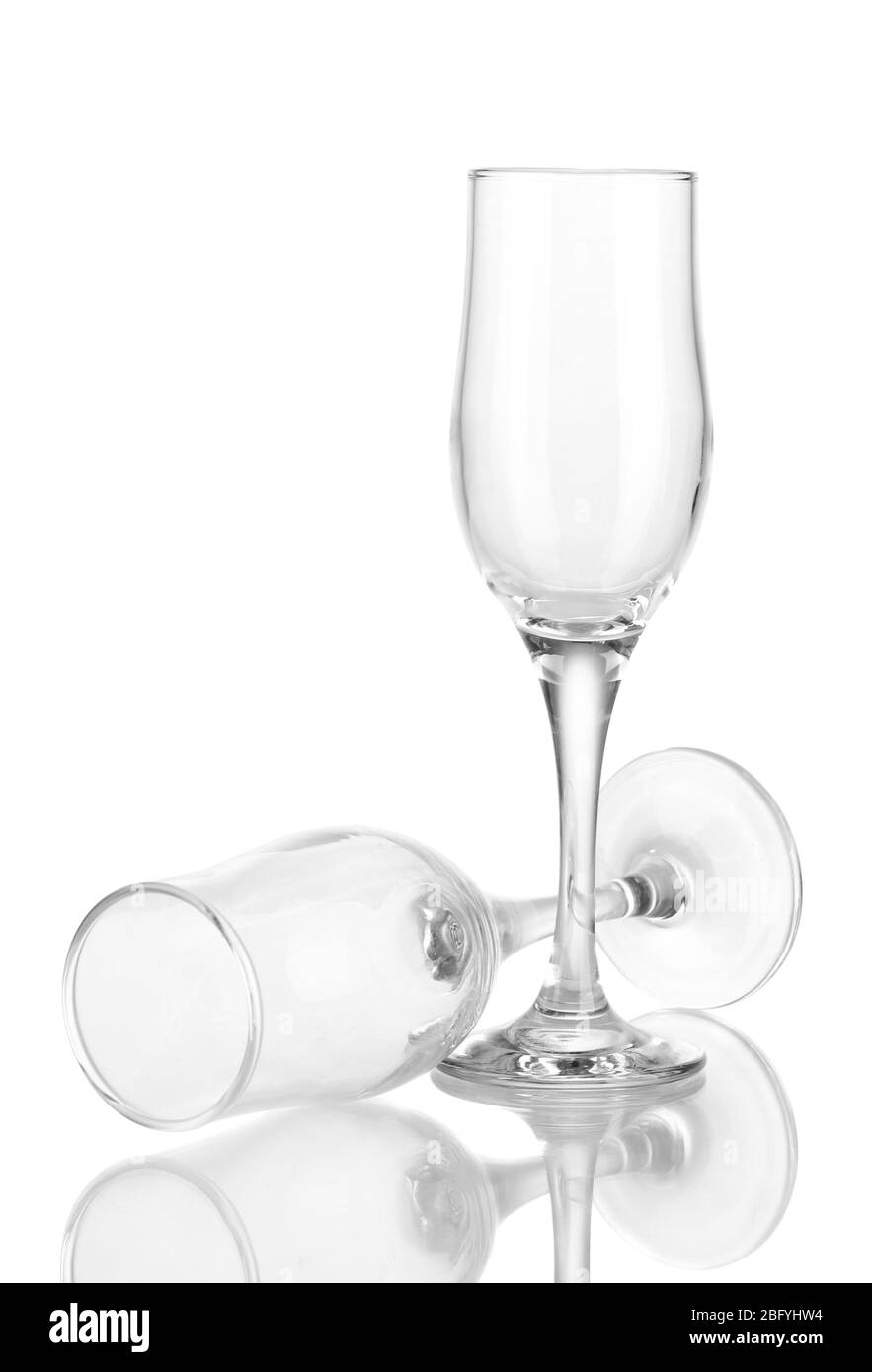 Two empty wine glasses isolated on white Stock Photo - Alamy