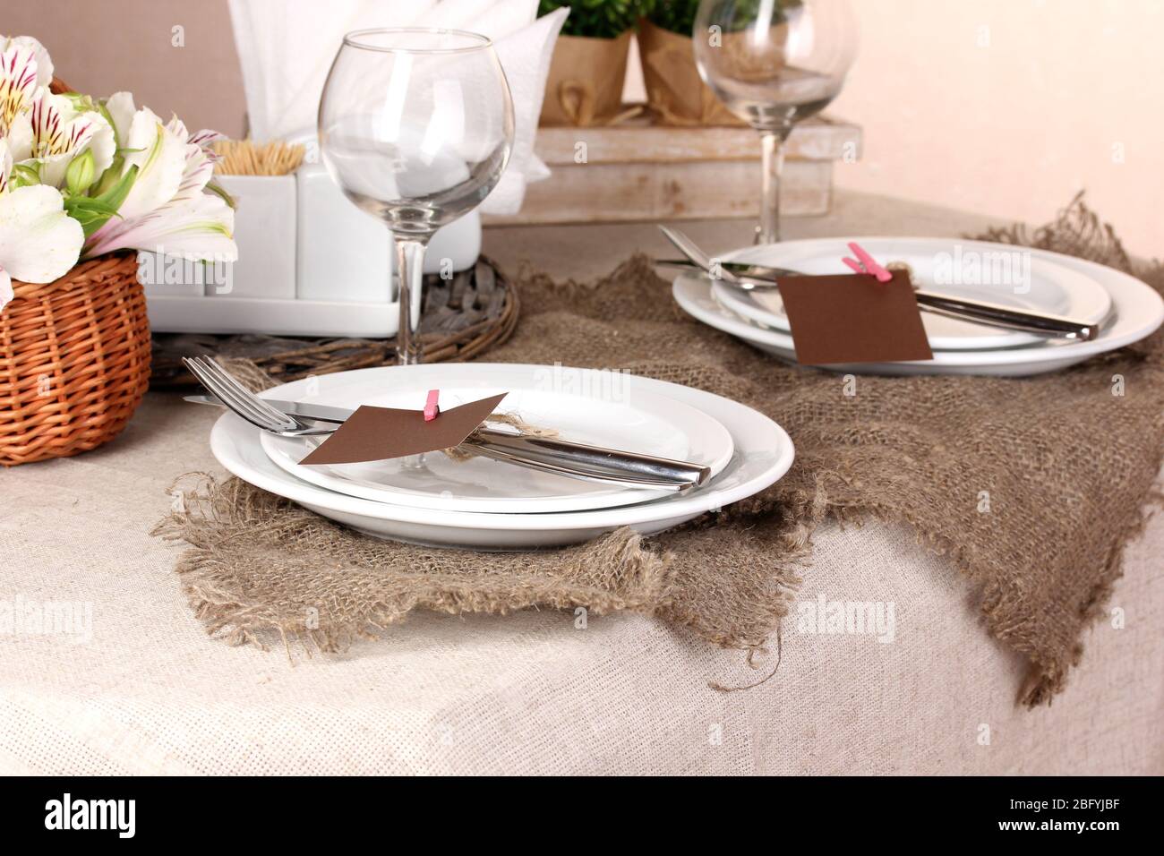 Rustic table setting Stock Photo - Alamy