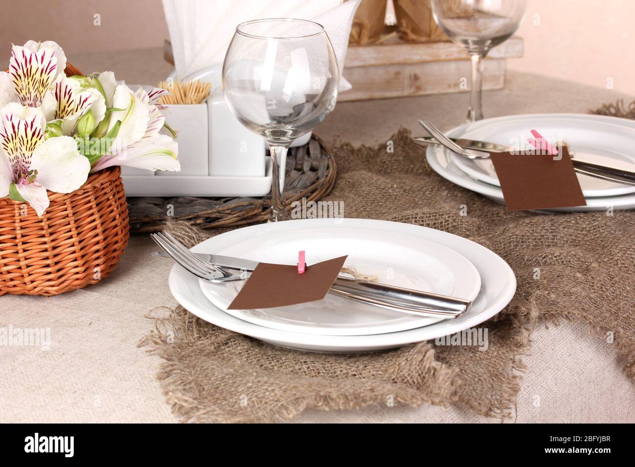 Rustic table setting Stock Photo - Alamy
