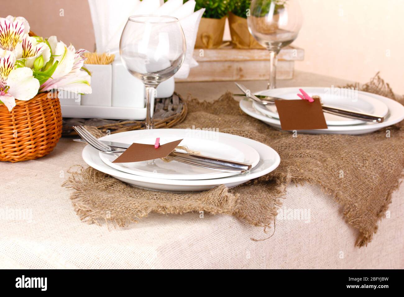 Rustic table setting Stock Photo - Alamy