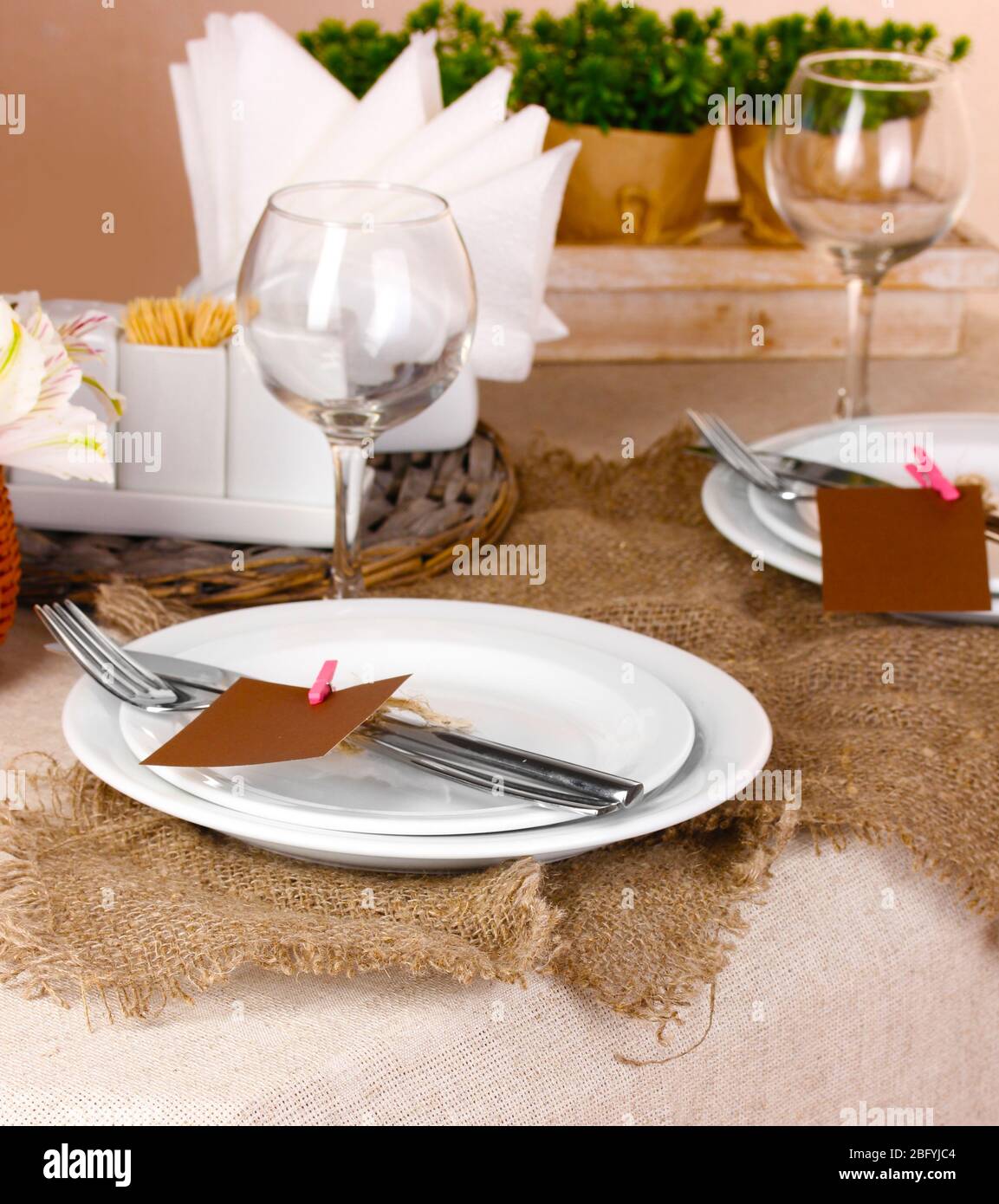 Rustic table setting Stock Photo - Alamy