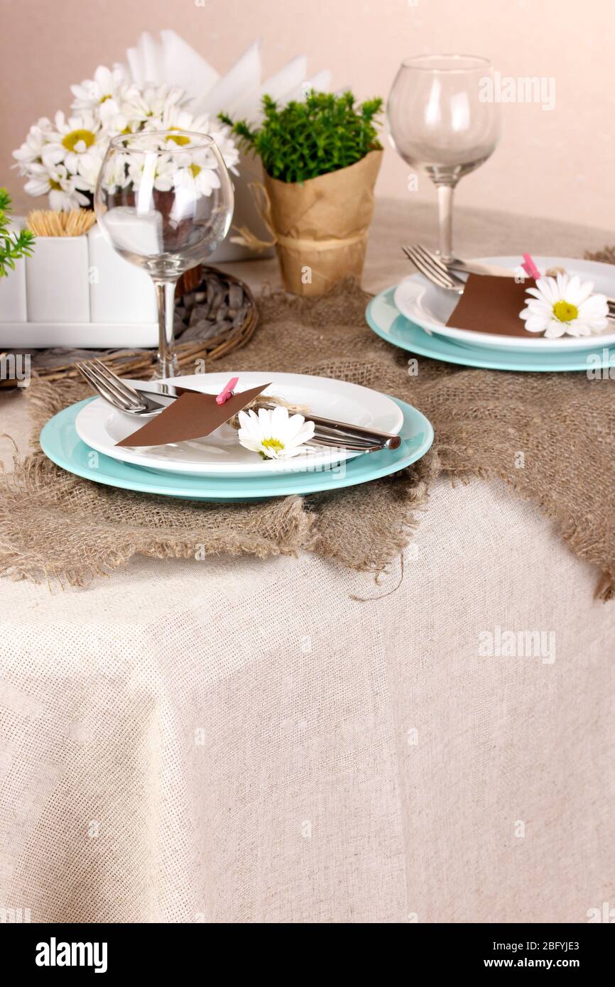 Rustic table setting Stock Photo - Alamy