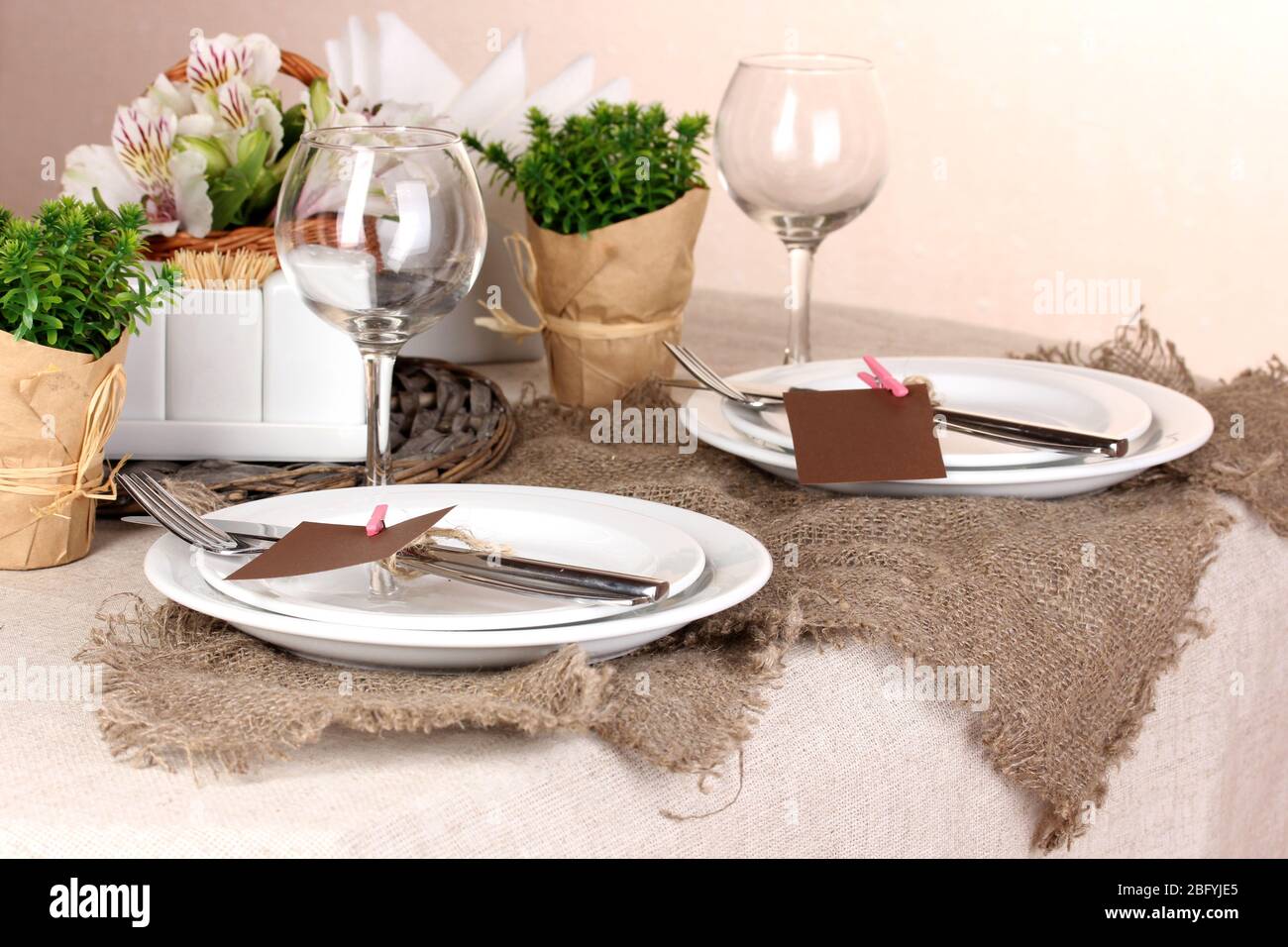 Rustic table setting Stock Photo - Alamy