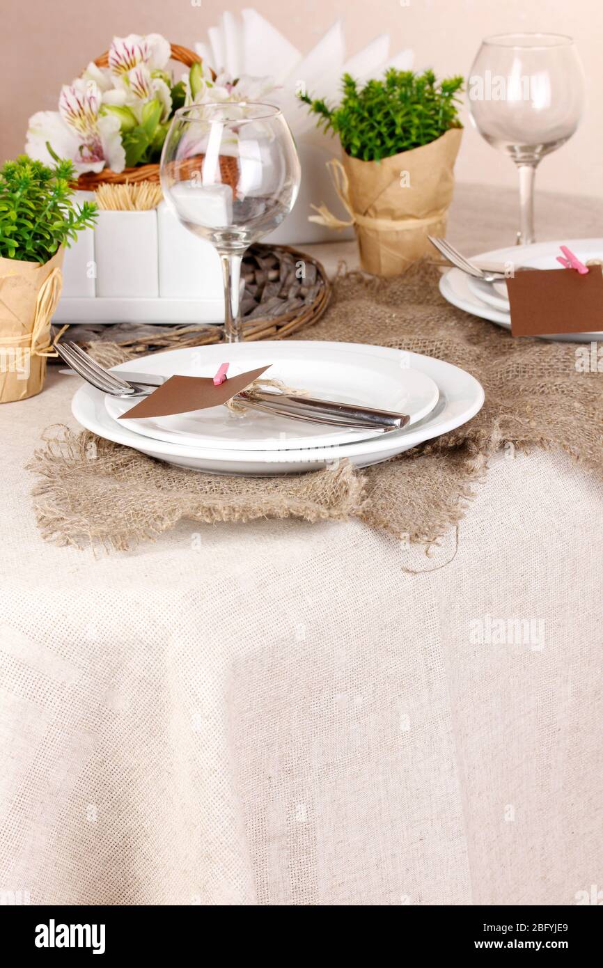 Rustic table setting Stock Photo - Alamy