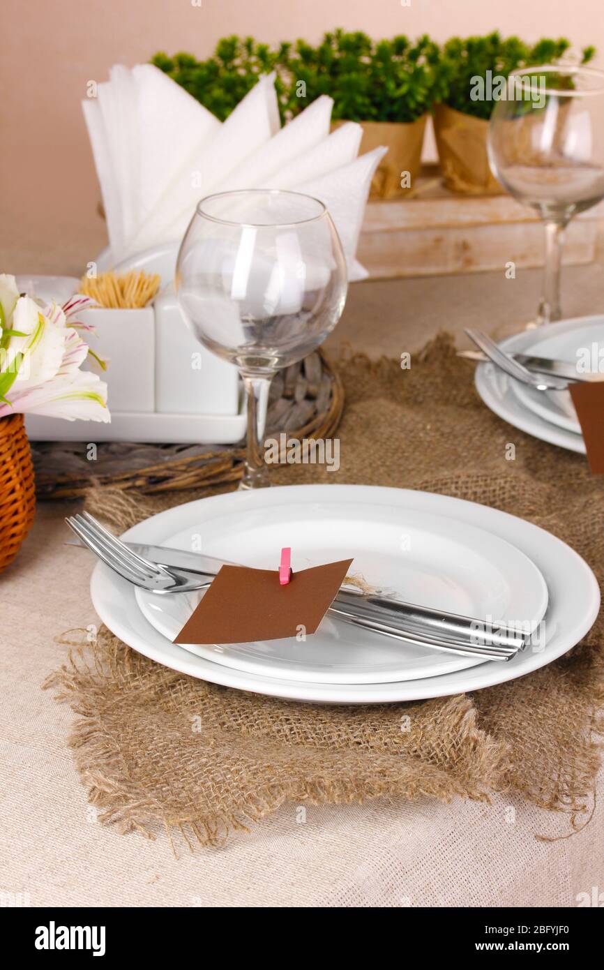Rustic table setting Stock Photo - Alamy