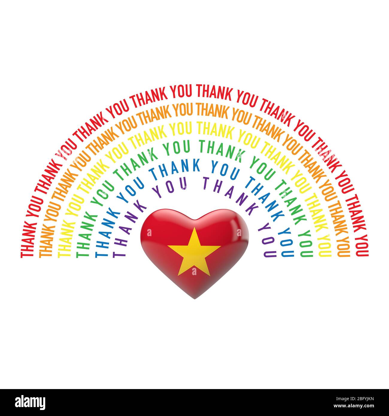 Thank you rainbow with Vietnam flag heart. 3D Rendering Stock Photo - Alamy