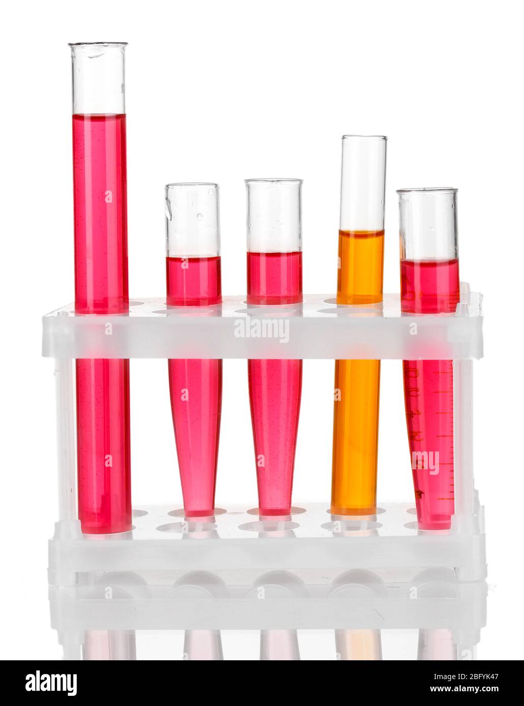 Test-tubes with a colorful solution isolated on white Stock Photo - Alamy
