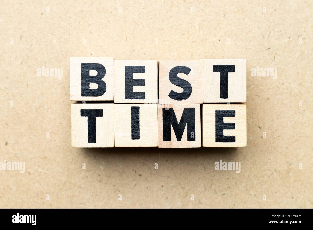 Alphabet letter block in word best time on wood background Stock Photo ...