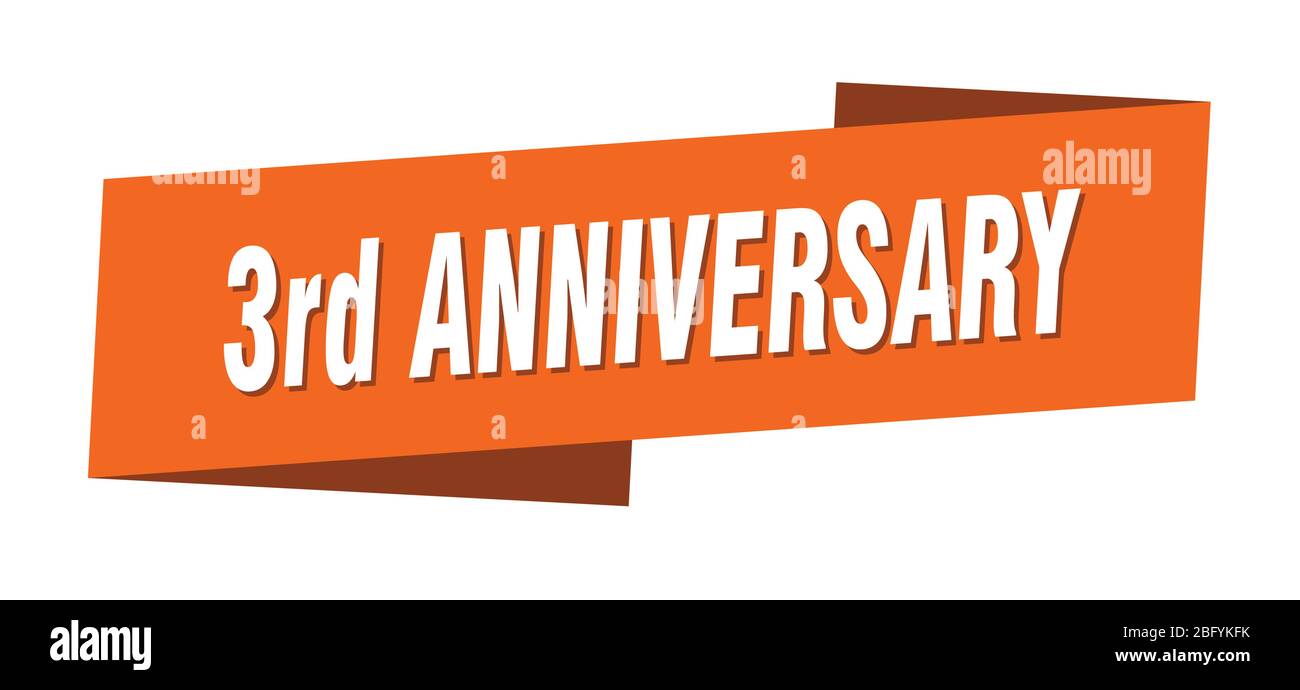 3rd anniversary banner template. 3rd anniversary ribbon label sign ...
