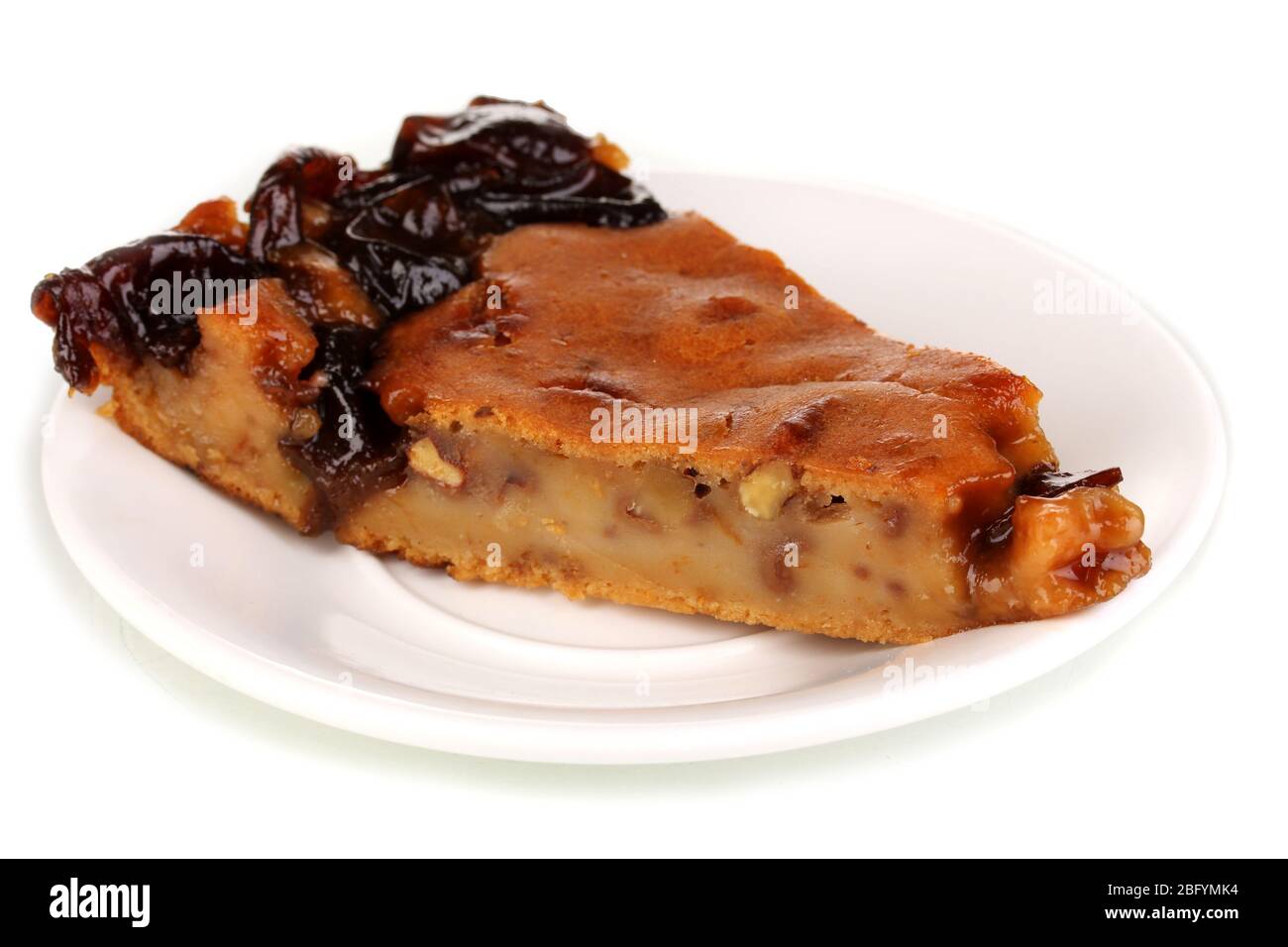 Tasty pie on plate isolated on white Stock Photo - Alamy