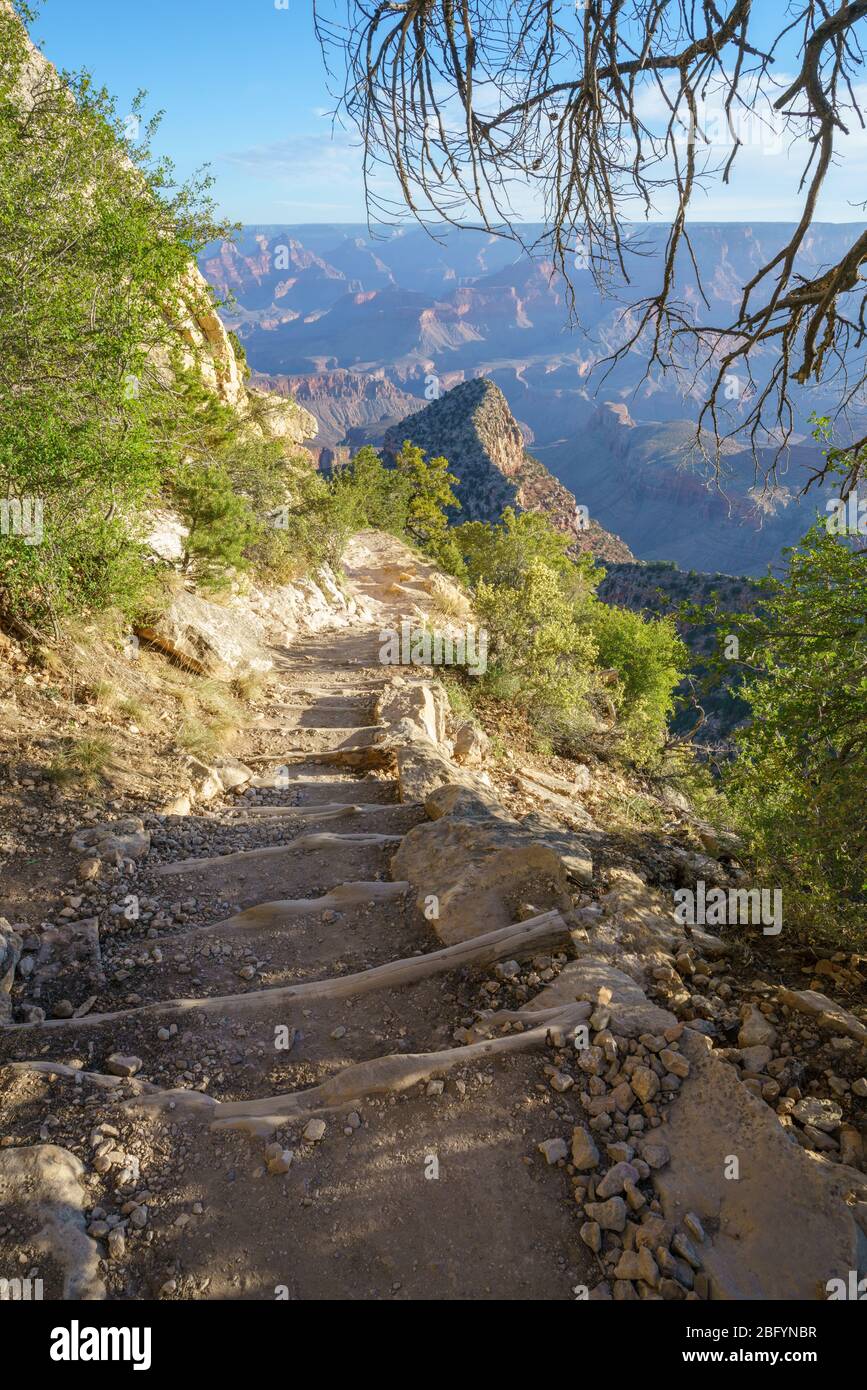 hiking the grandview trail at the south rim of grand canyon in arizona ...
