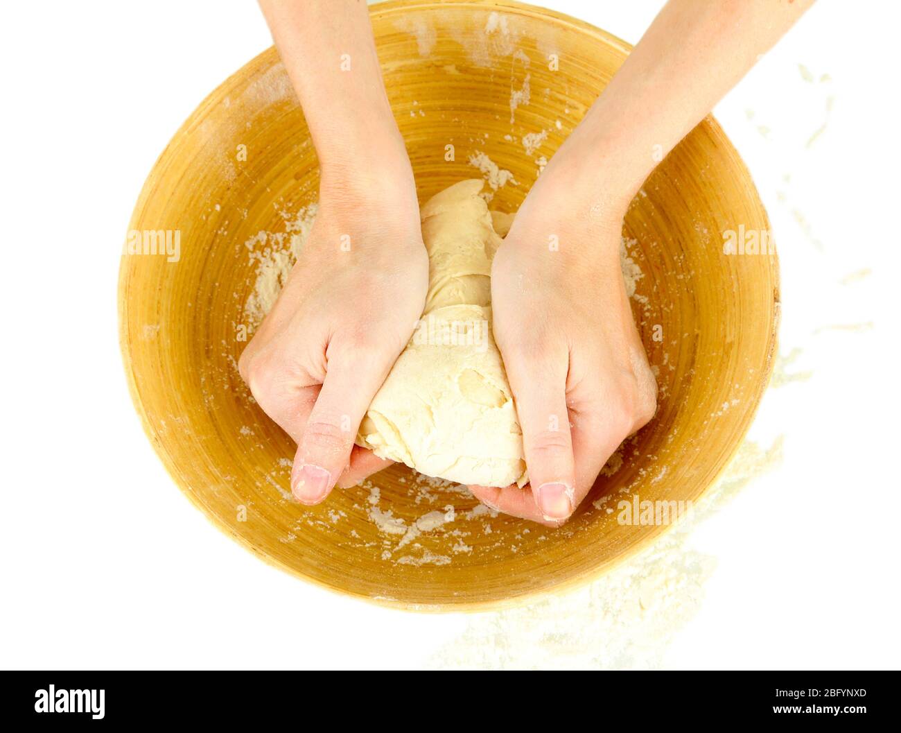 Preparing pizza dough isolated on white Stock Photo - Alamy