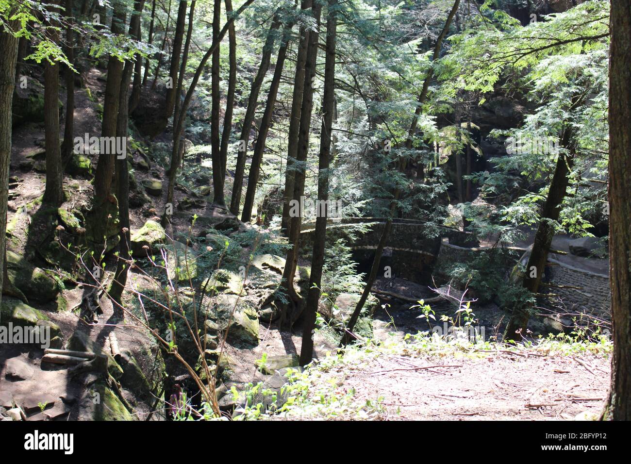 Old man cave walk trail and water fall in Ohio State,nature green ...