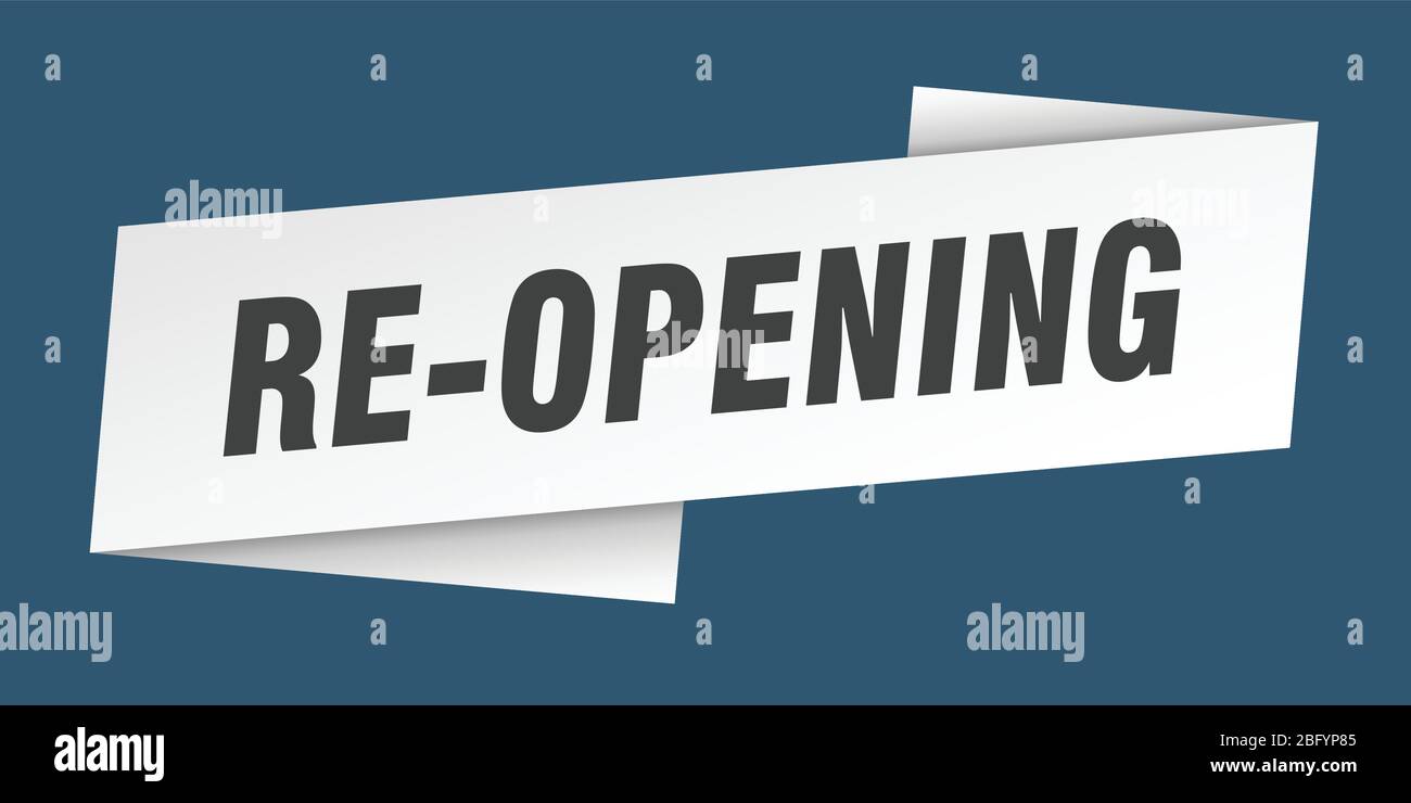 re-opening banner template. re-opening ribbon label sign Stock Vector ...