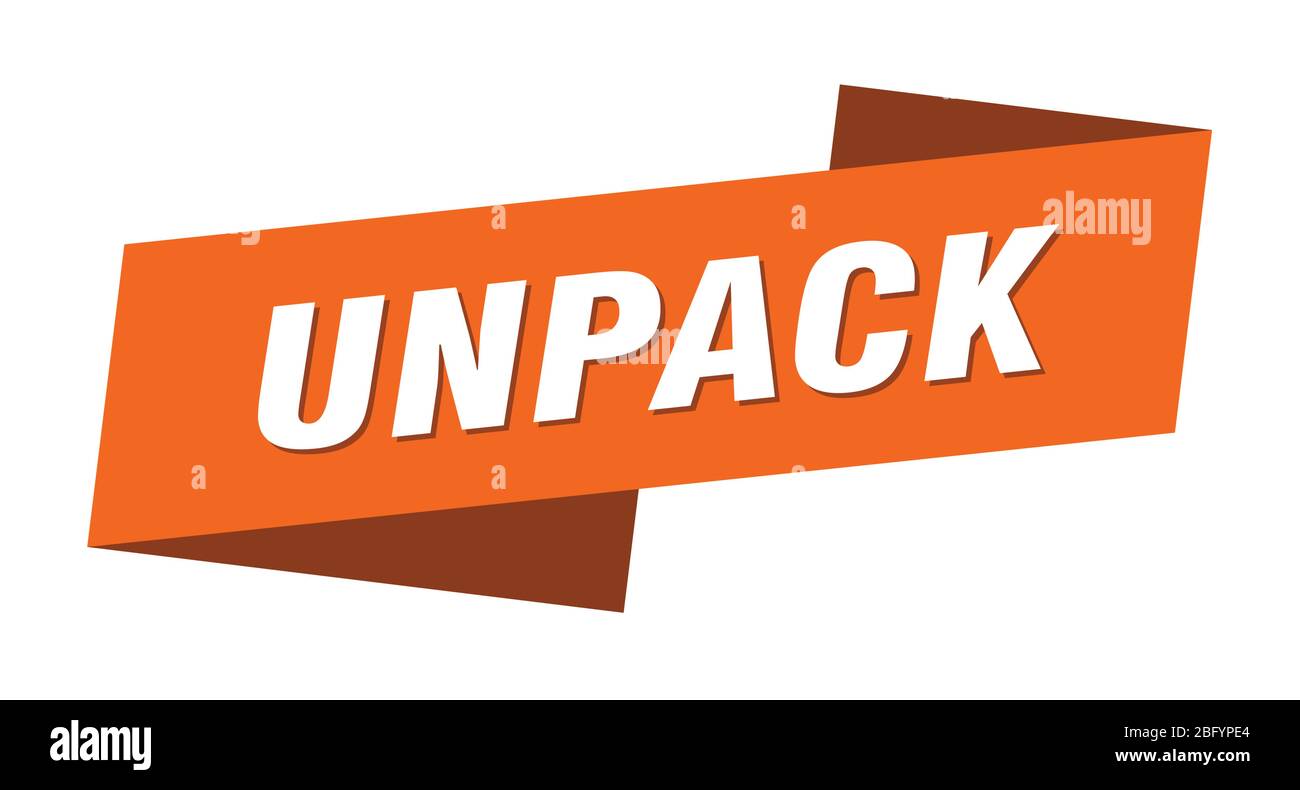 unpack banner template. unpack ribbon label sign Stock Vector Image ...