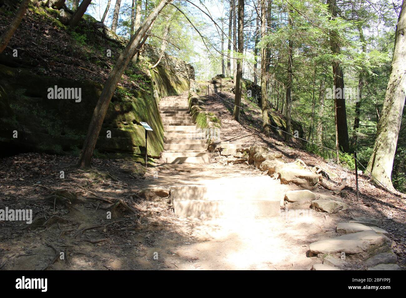 Old man cave walk trail and water fall in Ohio State,nature green ...