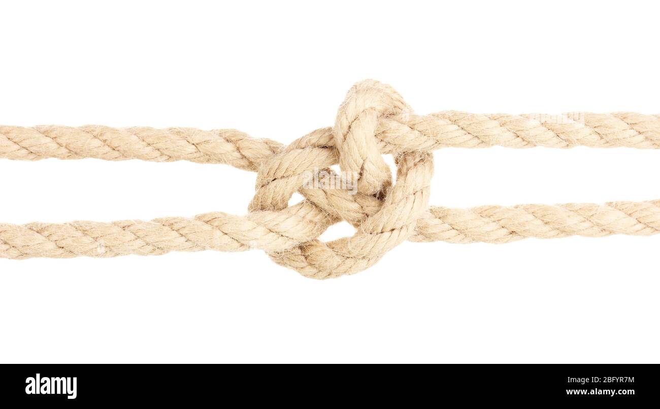 Rope with knot isolated on white Stock Photo - Alamy