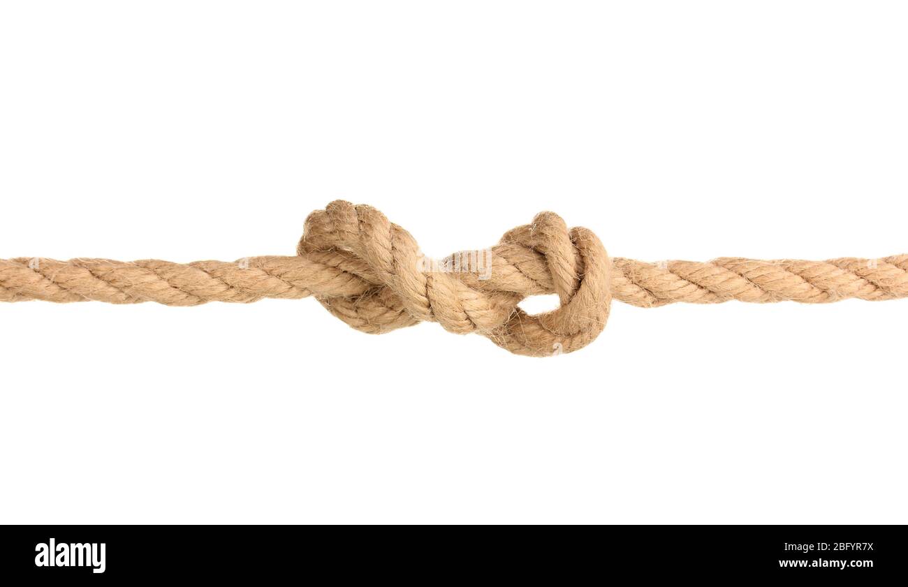 Rope with knot isolated on white Stock Photo - Alamy