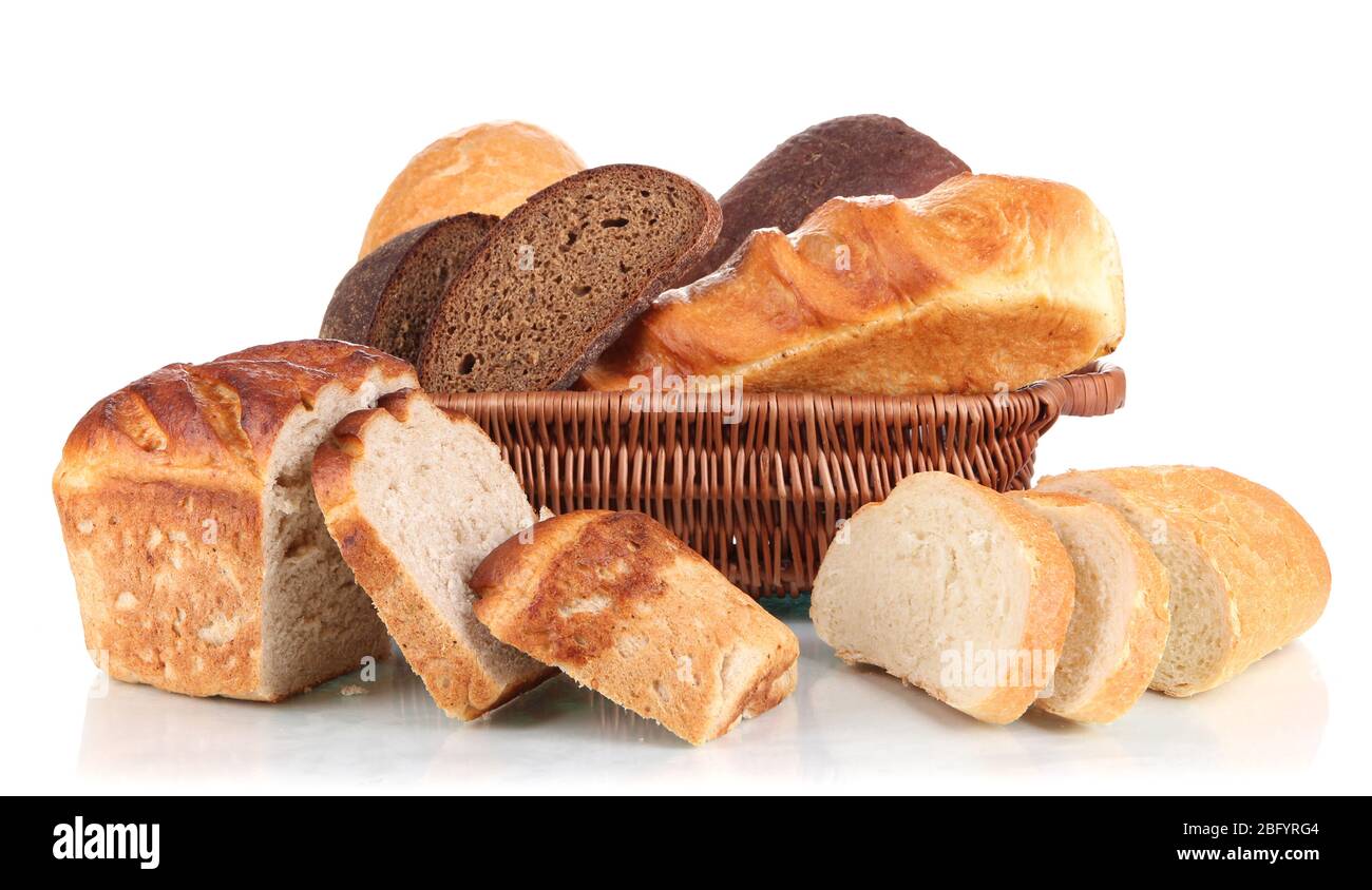 Basket bread on table Cut Out Stock Images & Pictures - Alamy