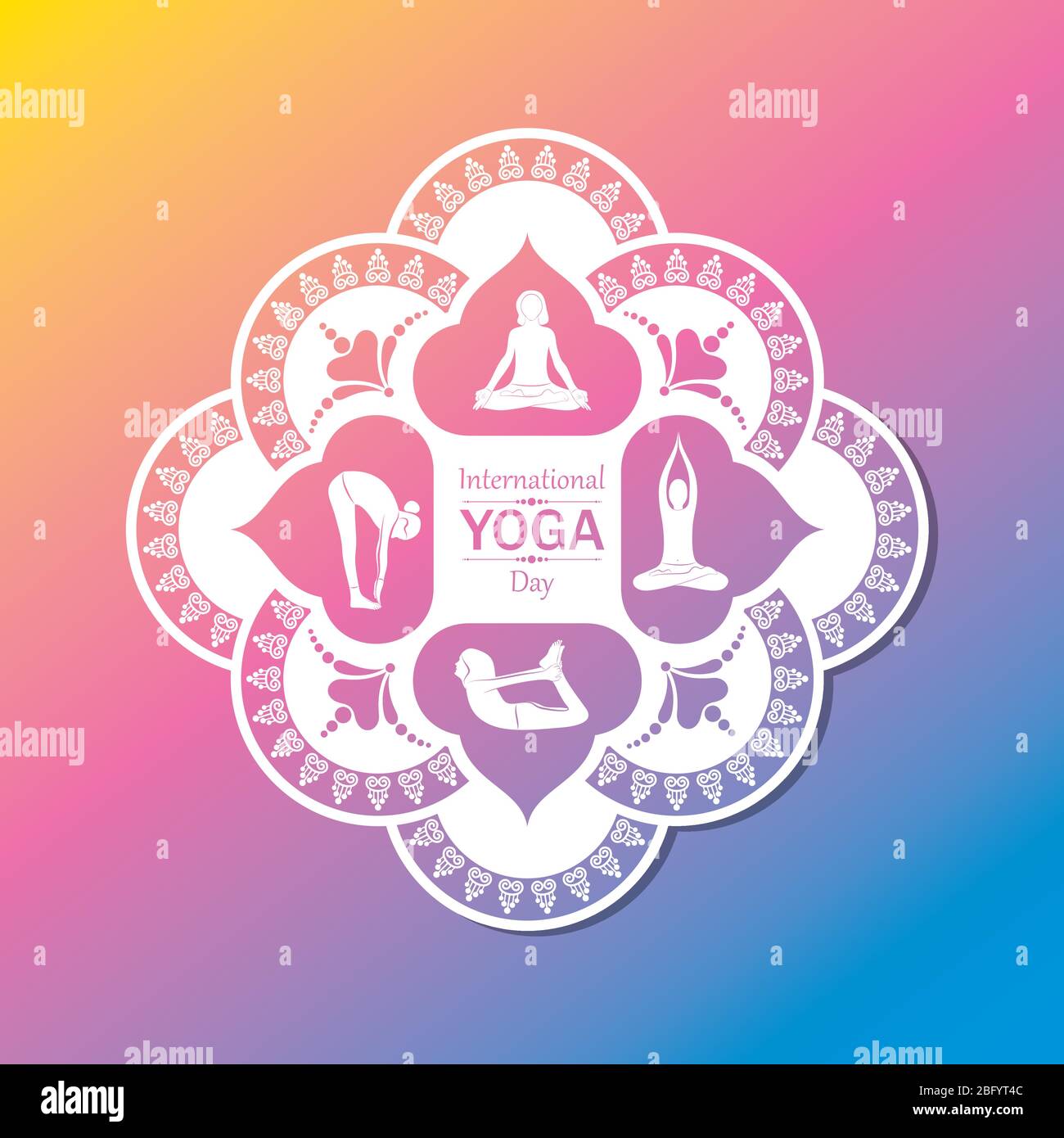 Vector Illustration of International Yoga Day - 21 June , different ...