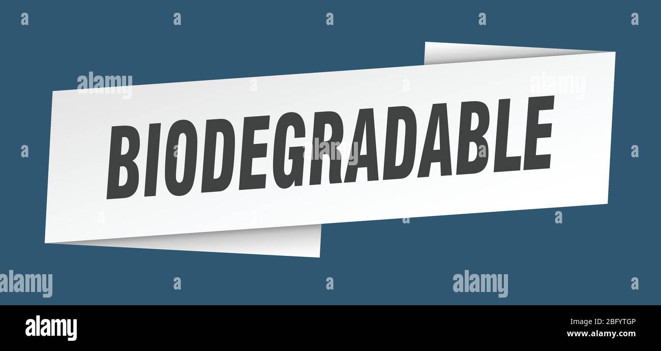biodegradable banner template. biodegradable ribbon label sign Stock ...