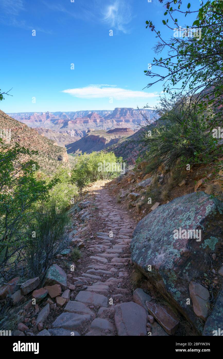 hiking the grandview trail at the south rim of grand canyon in arizona ...