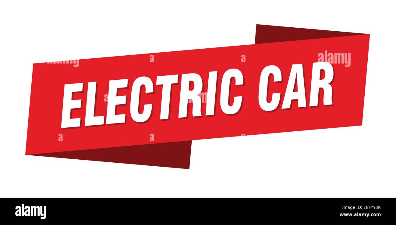 electric car banner template. electric car ribbon label sign Stock ...